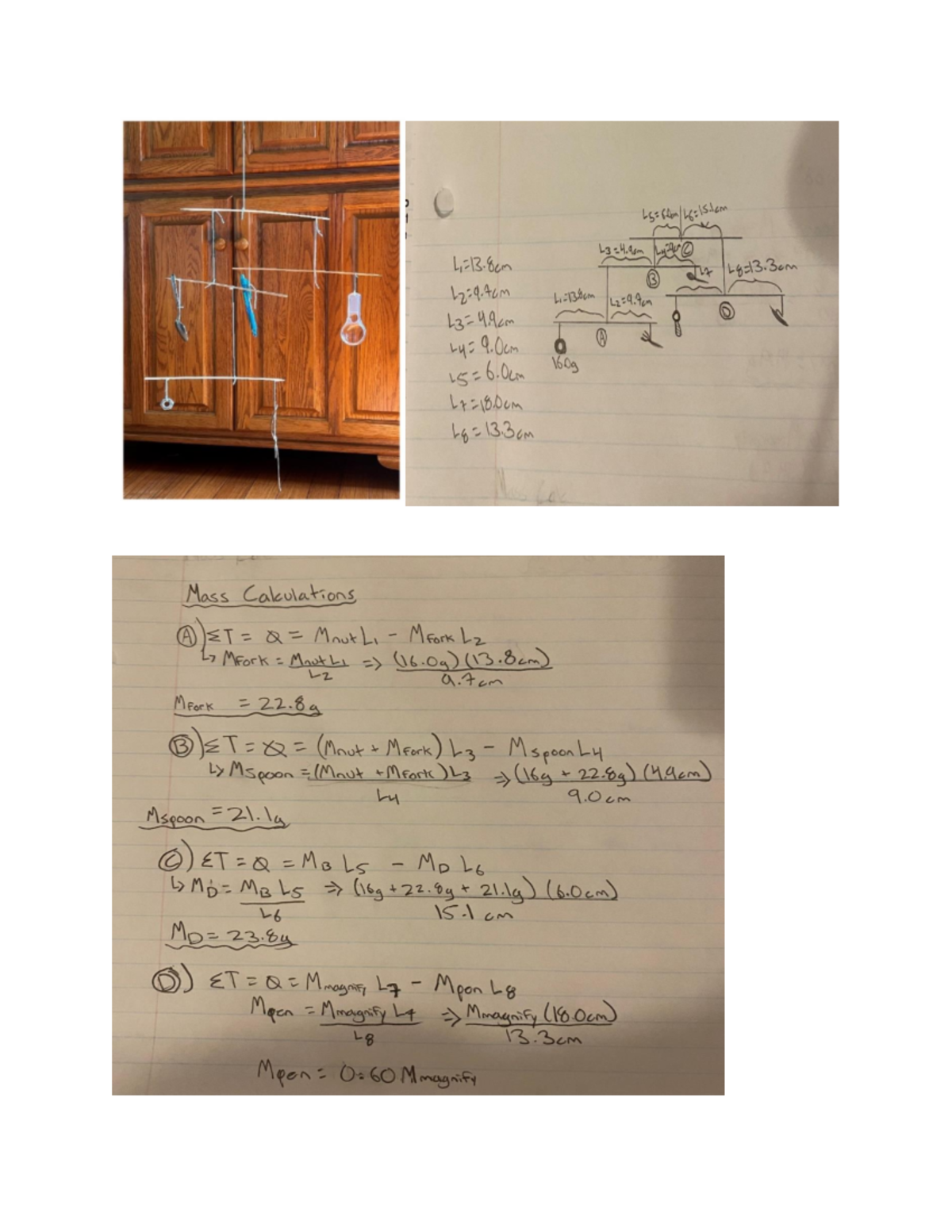 PHYS 1080 LAB 1 - Lab 1 calculations - L5=60m 16-15-16m L3=4 Ly-a L=13 17 Lg=13 B 12:4 L2=4 L3=4 ...
