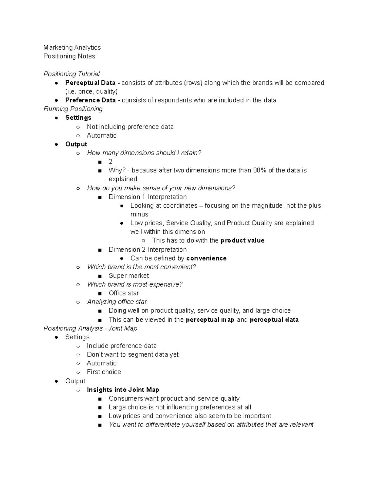Positioning Notes - Professor Shelly Rathee - Marketing Analytics ...