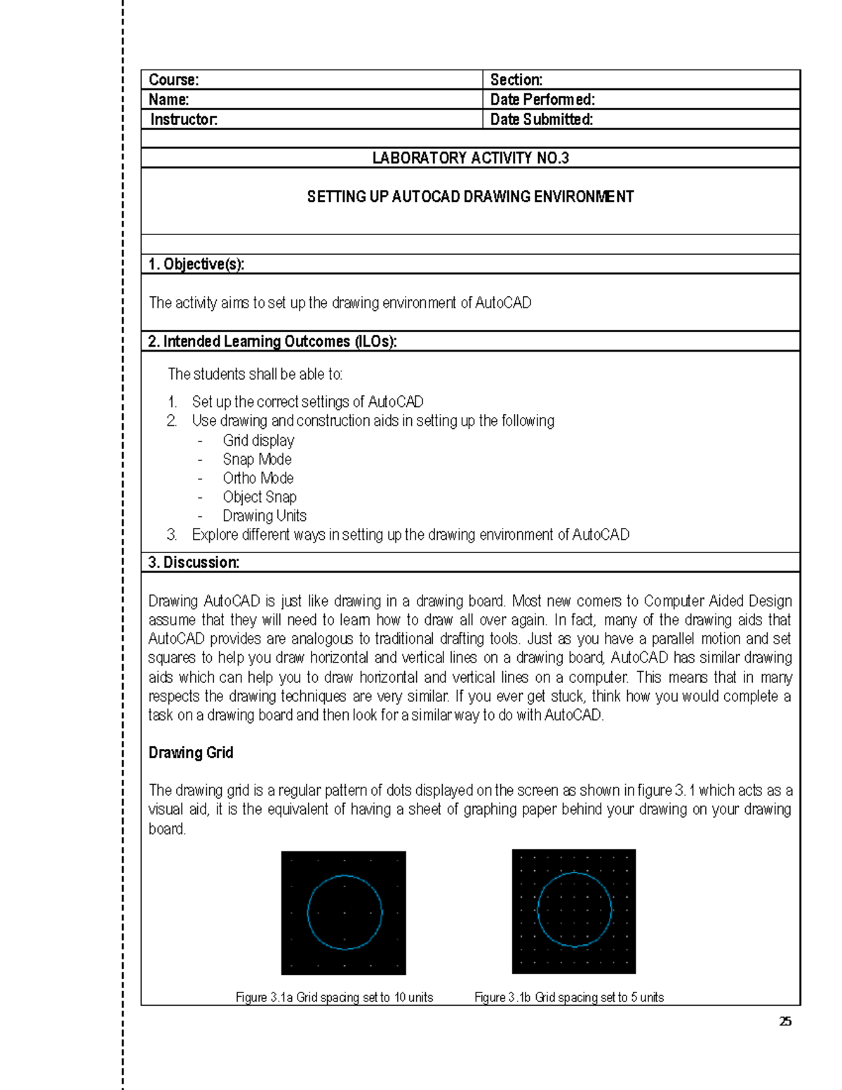 Laboratory Activity 03 Setting Up Drawing Environment - Course: Section ...