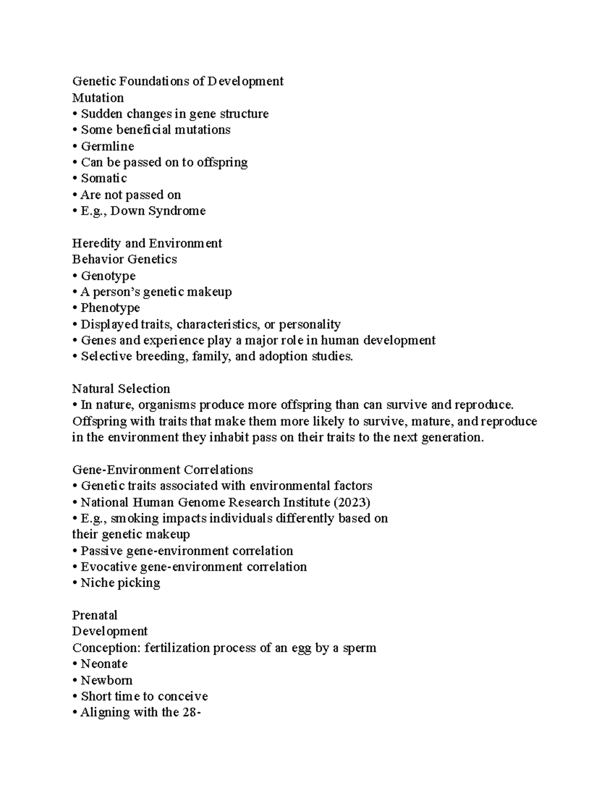 Prenatal Development - Genetic Foundations of Development Mutation ...
