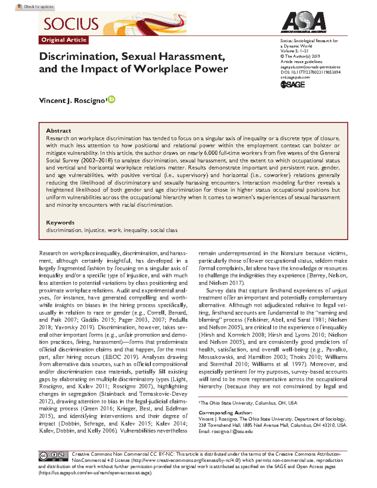 DIscrimination, sexual harassment and the impact of workplace power ...