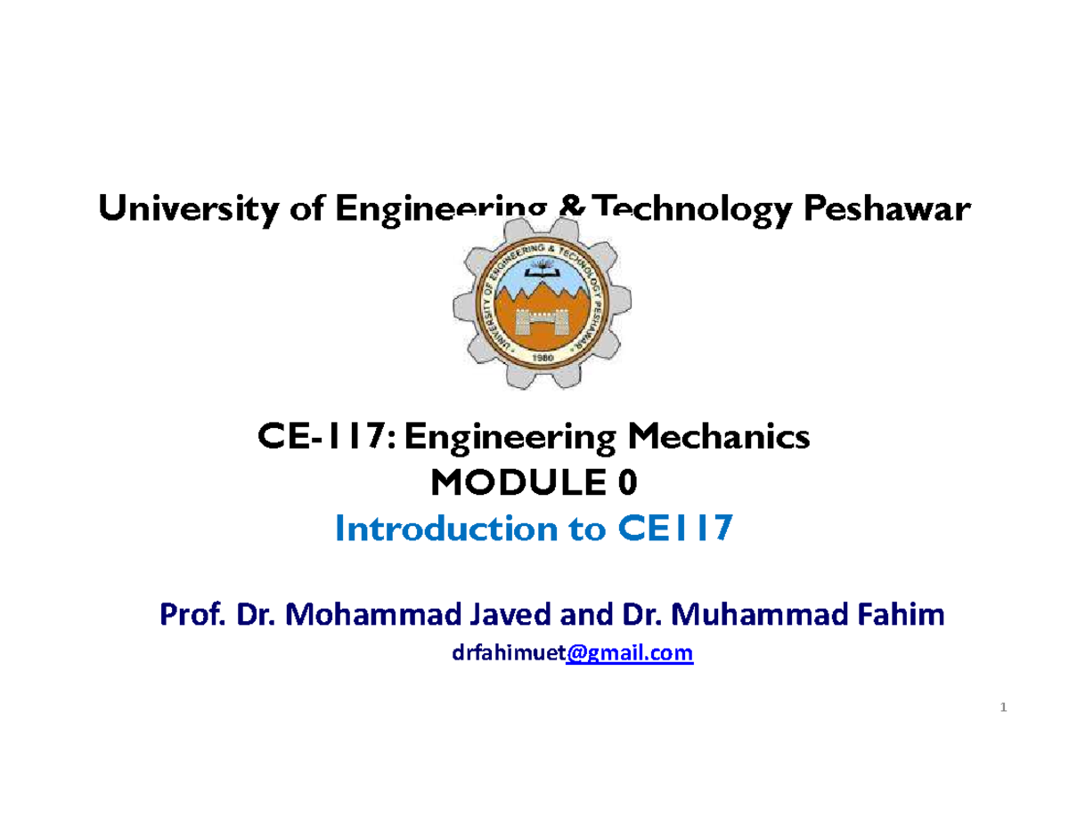 CE117-Engg. Mechanics - University of Engineering & Technology Peshawar ...