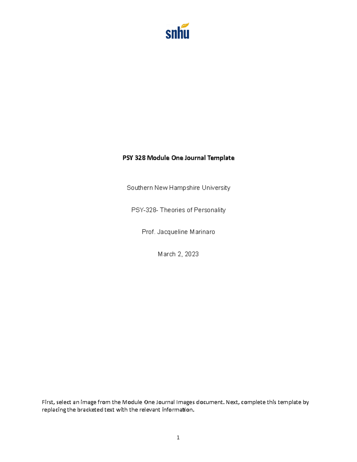PSY 328 Module One Journal Template - PSY 328 Module One Journal ...