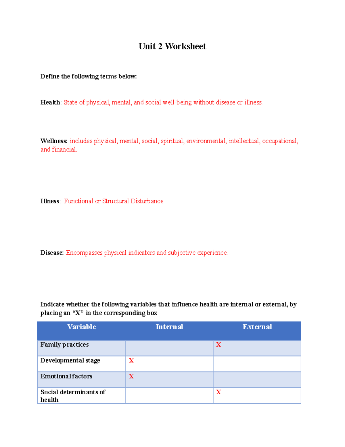 Unit 2 Worksheet Student - Unit 2 Worksheet Define the following terms ...
