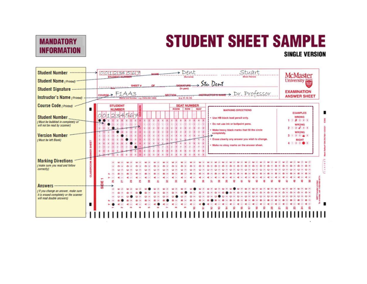 OMR Student Instructions - OMR EXAMINATION - STUDENT INSTRUCTIONS NOTE ...