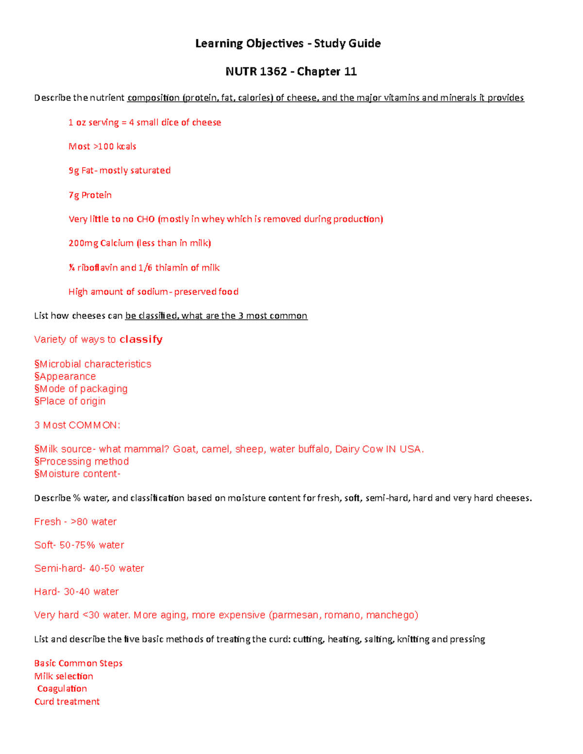 Learning Objectives and Study Guide Chapter 11 - Learning Objectives - Study Guide NUTR 1362 ...