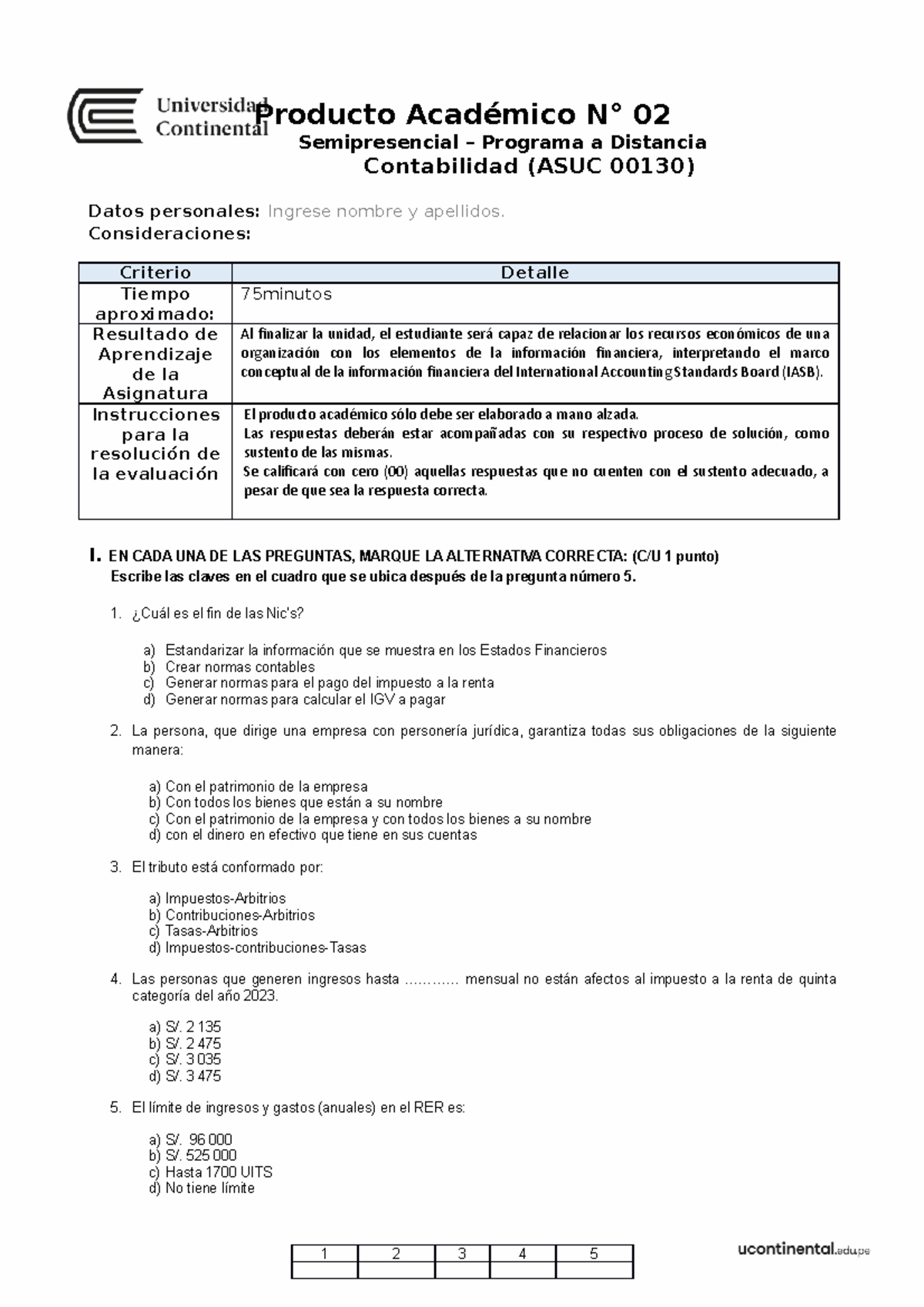 PA 02 - contabilidad para no contadores - Producto Académico N° 02 Semipresencial – Programa a ...