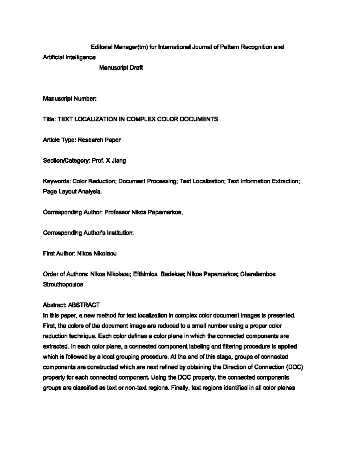 Text Localization In Color Documents Methodology Of Social Sciences