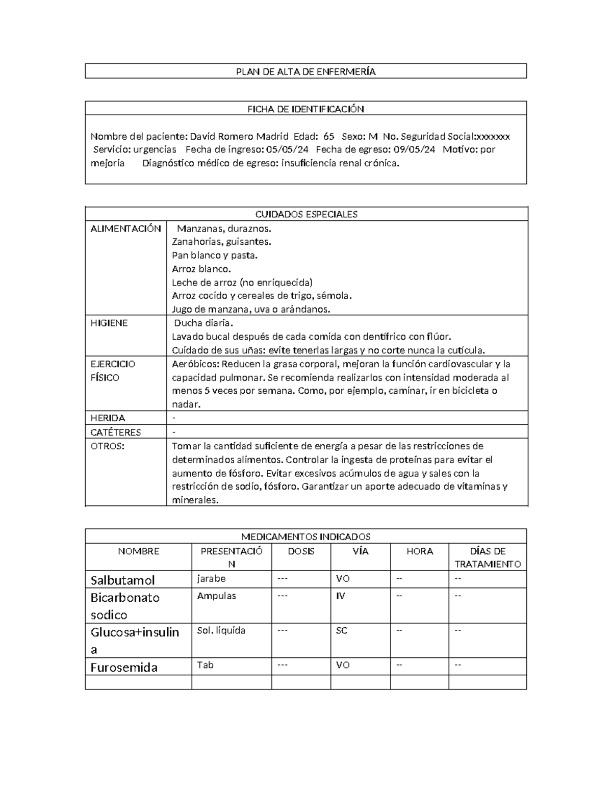 PLAN DE ALTA DE Enfermería insuficiencia renal cronica - PLAN DE ALTA ...