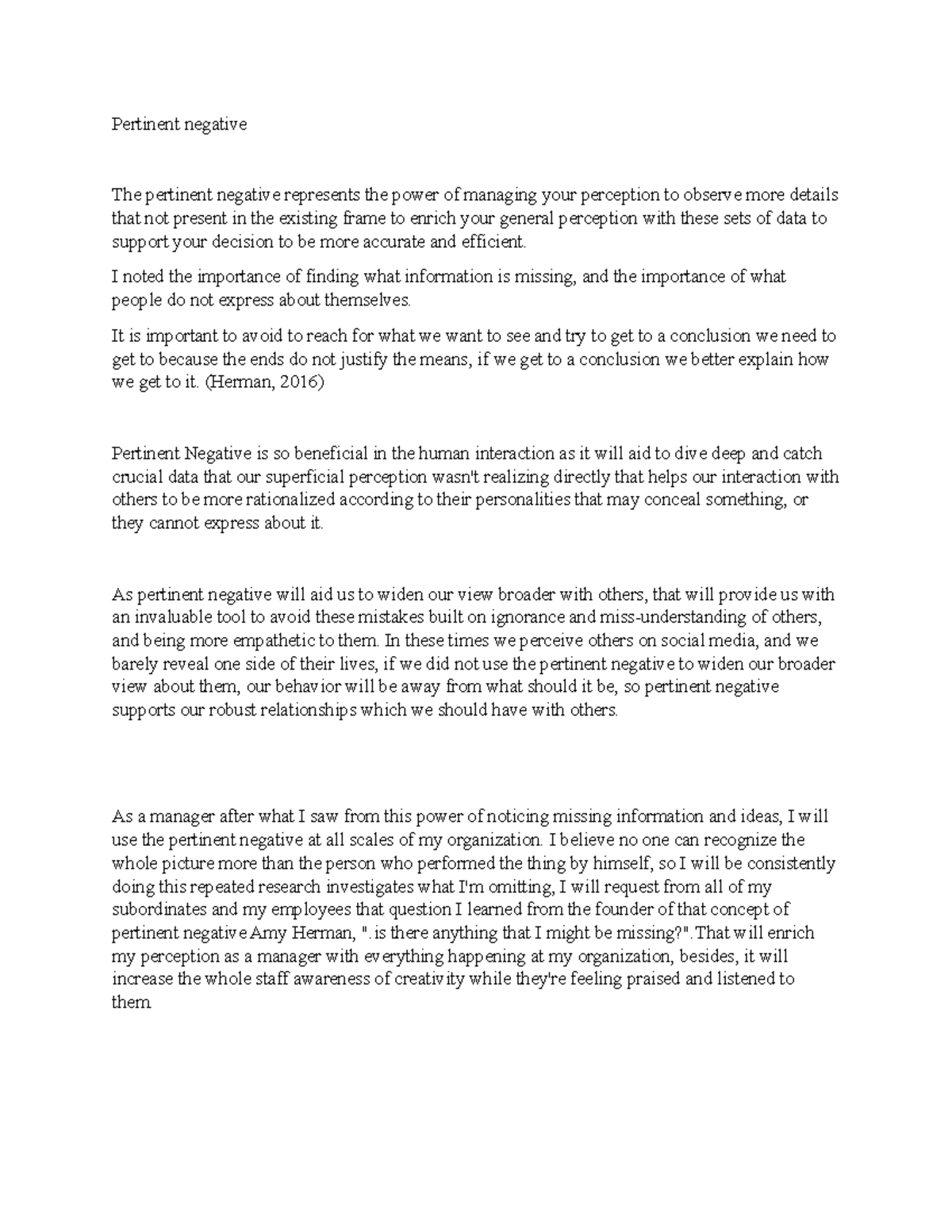 Pertinent negative - Grade: 9.5 - Pertinent negative The pertinent ...