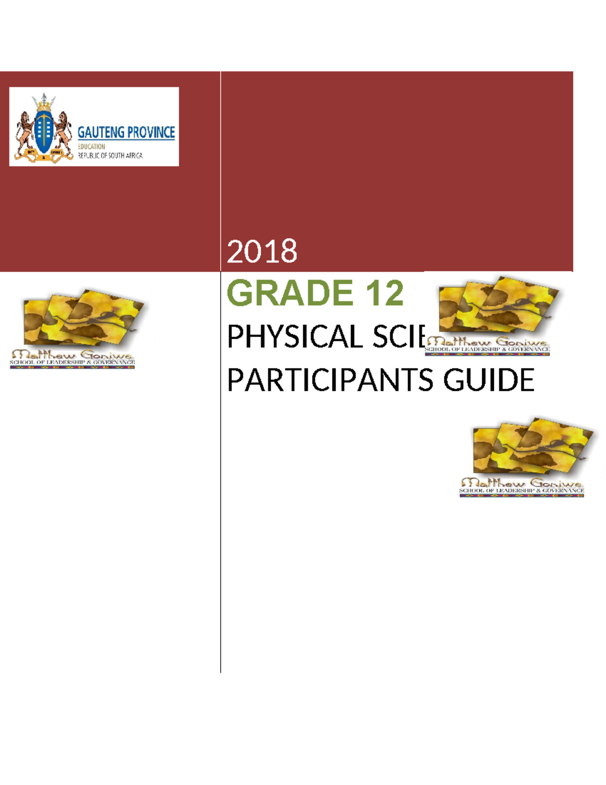 Gr 12 physical science term 3 manual - 2018 GRADE 12 PHYSICAL SCIENCE ...