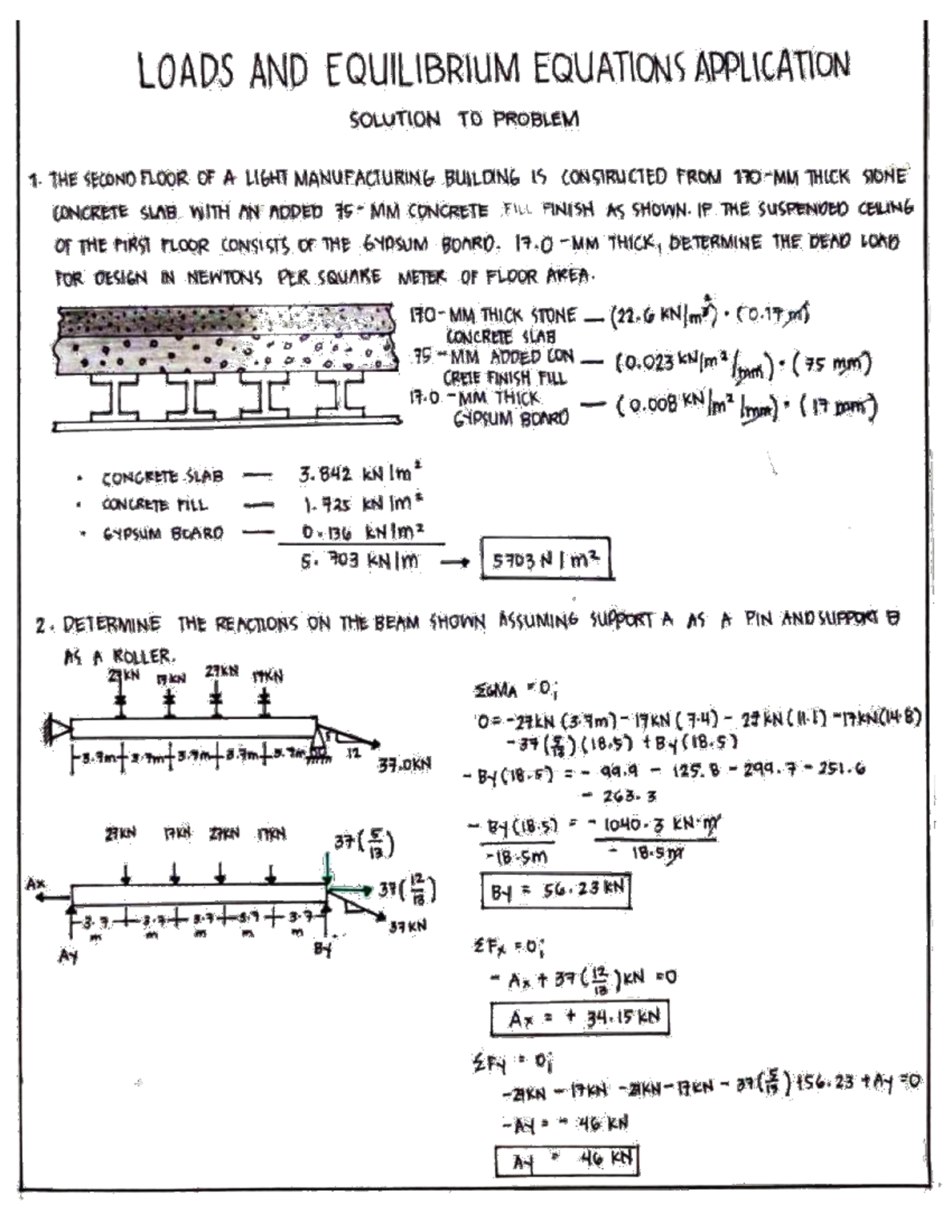 Loads and Equilibrium Equations Applications - BS Civil Engineering ...