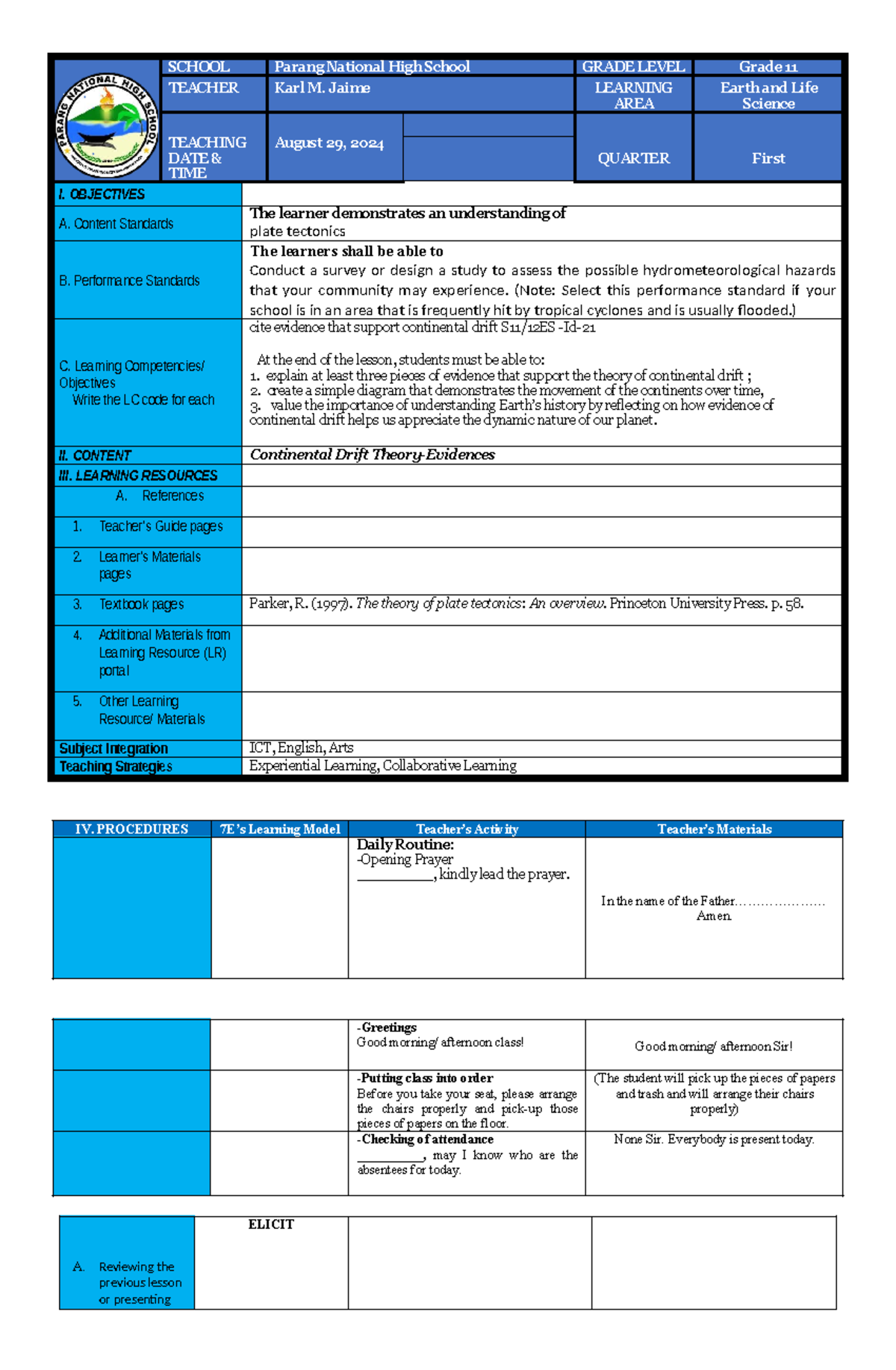 Earth and life-continental drift - evidences - SCHOOL Parang National ...