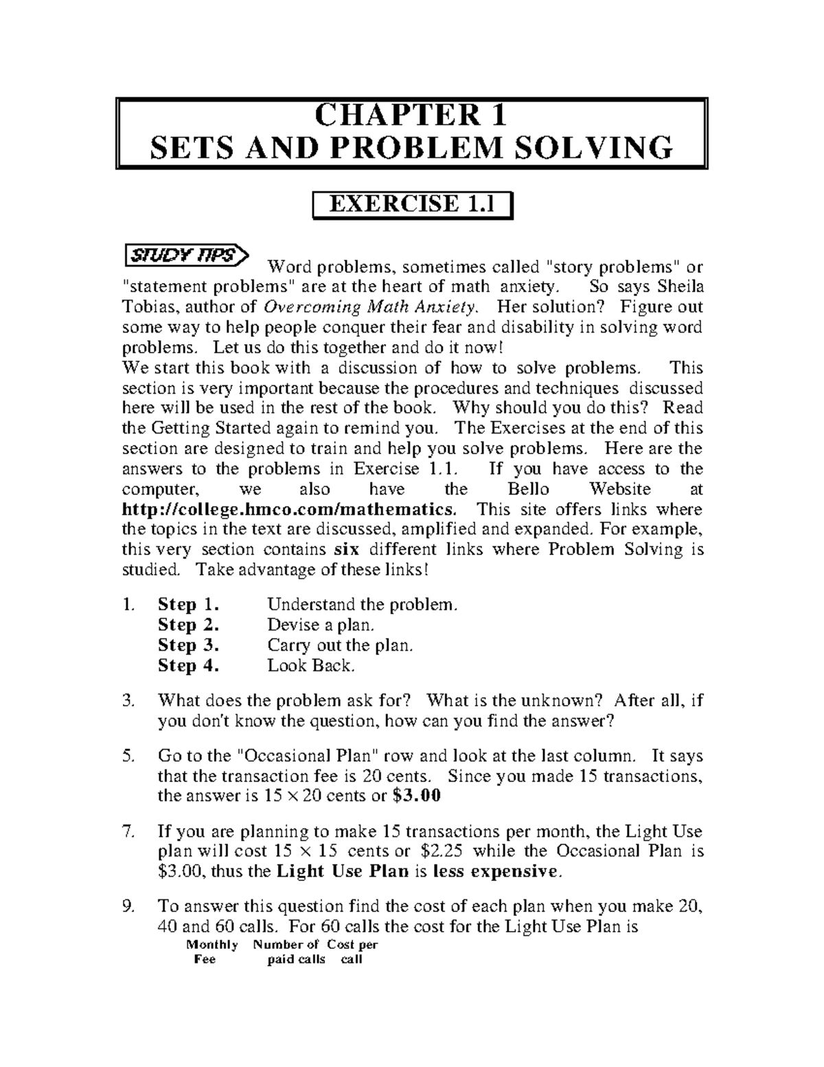 Ch01part1 - determinants - CHAPTER 1 SETS AND PROBLEM SOLVING EXERCISE ...