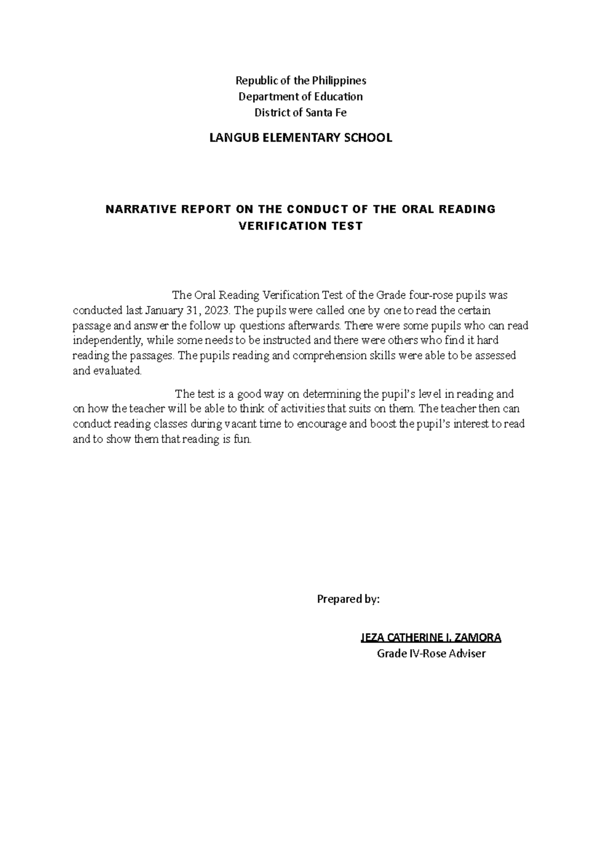 Orv narrative report - notes - Republic of the Philippines Department ...