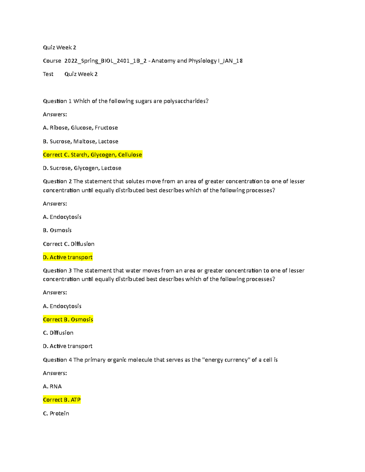Quiz Week 2 BIOL 2401 - quiz 2 - Quiz Week 2 Course 2022_Spring_BIOL ...