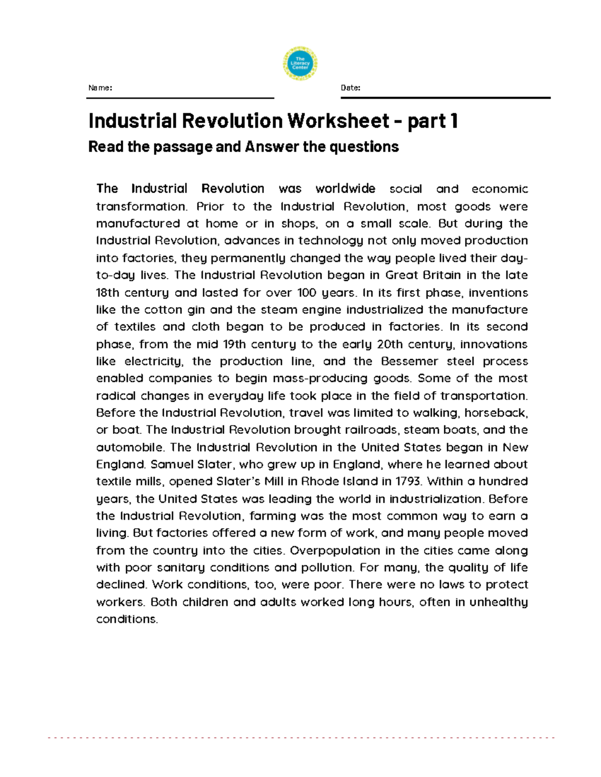 Alexis RUIZ - IR fffff - Industrial Revolution Worksheet - part 1 Read ...