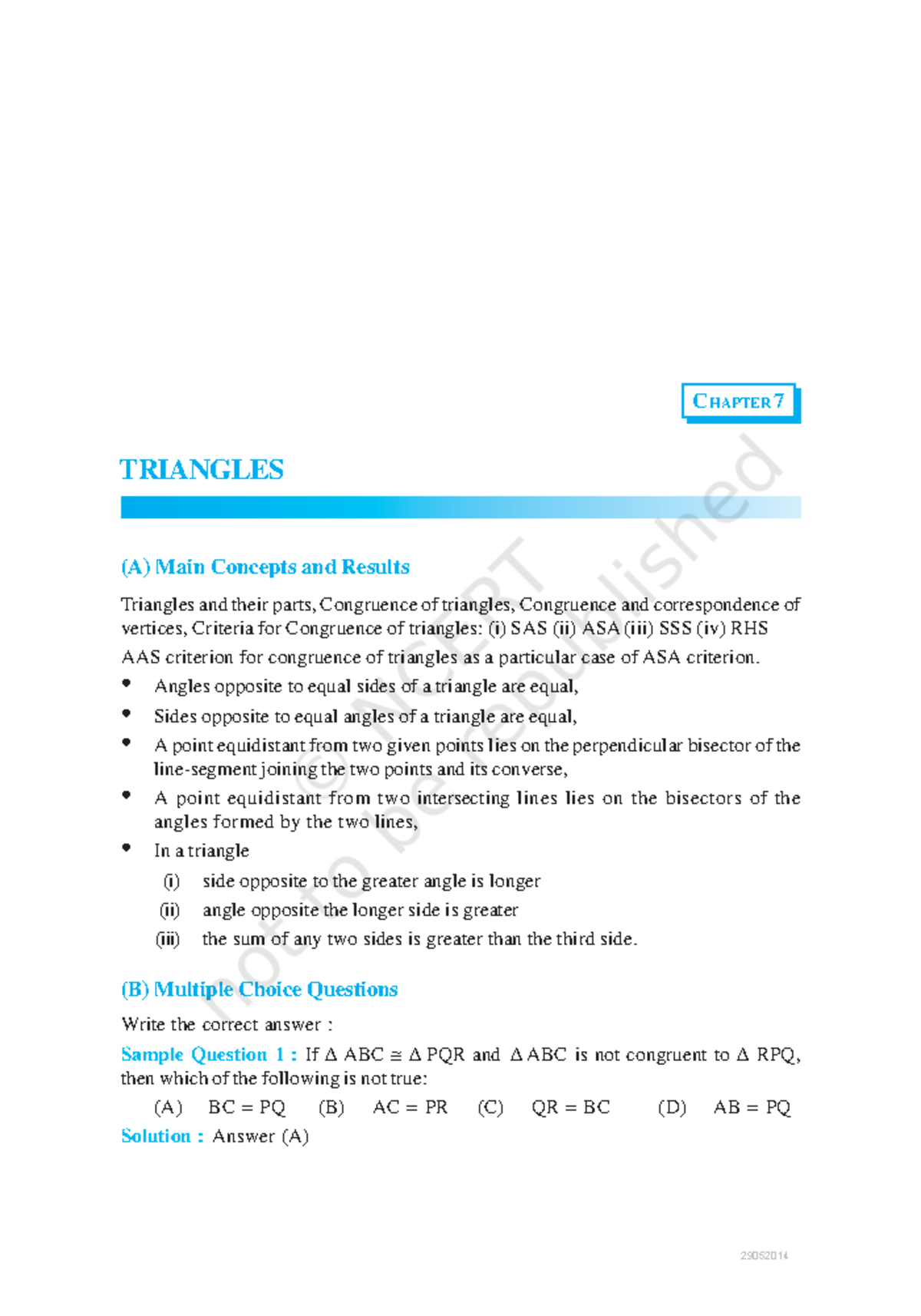 TRIANGLES notes - (A) Main Concepts and Results Triangles and their ...