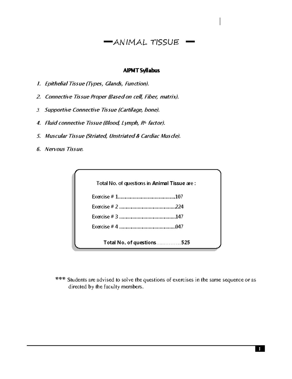 04 Animal Tissue ( Theory) - ANIMAL TISSUE AIPMT Syllabus 1. Epithelial ...