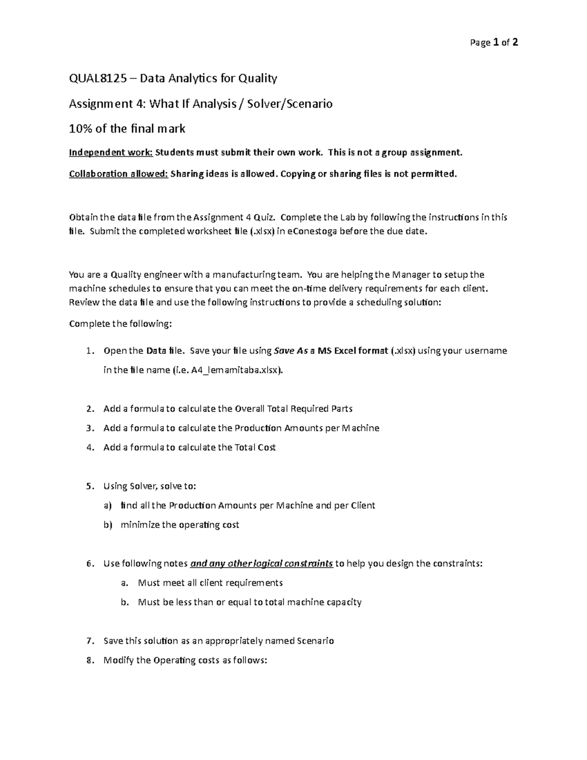 Assignment 4 Instructions - Page 1 of 2 QUAL8125 – Data Analytics for ...