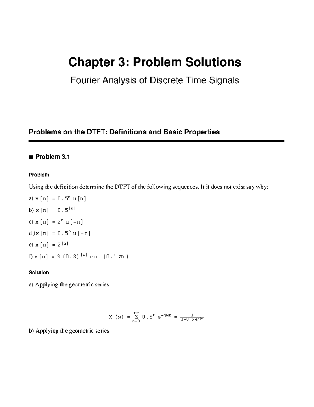 Solutions Chapter 3 - Chapter 3: Problem Solutions Fourier Analysis of ...