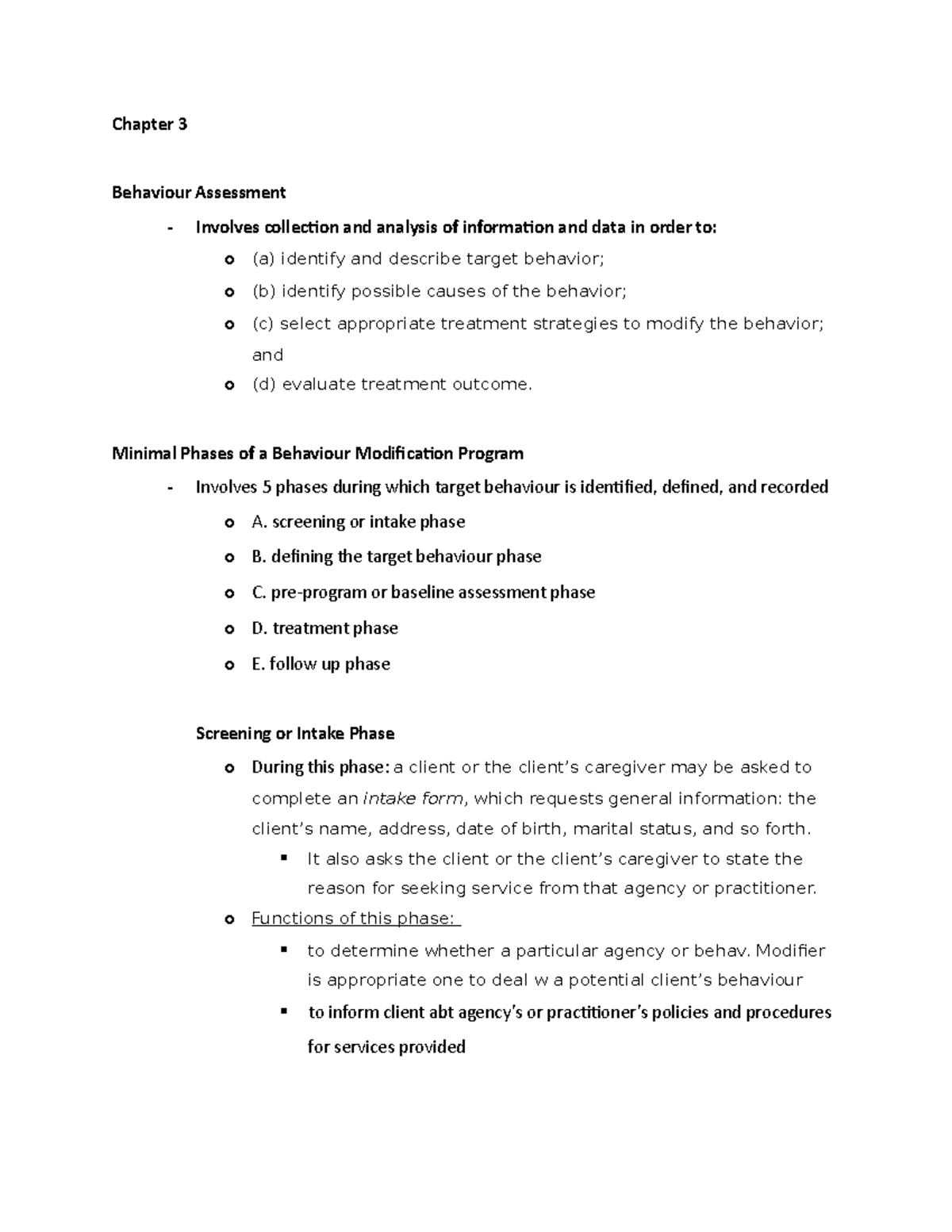 Chapter 3 - Behaviour Assessment, Minimal Phases of a Behaviour ...
