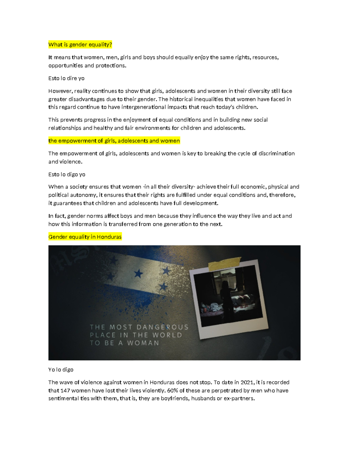 Gender equality speech - What is gender equality? It means that women ...