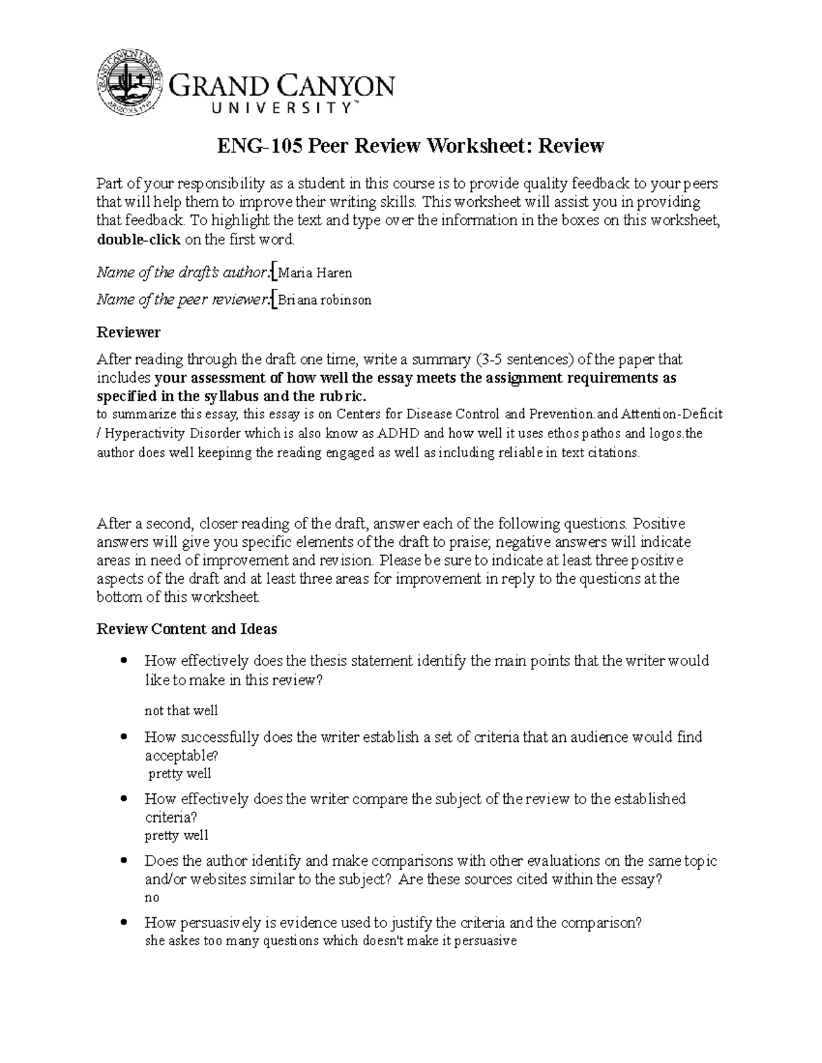 ENG-105-RS-Review Peer Review Worksheet Online - ENG-105 Peer Review ...