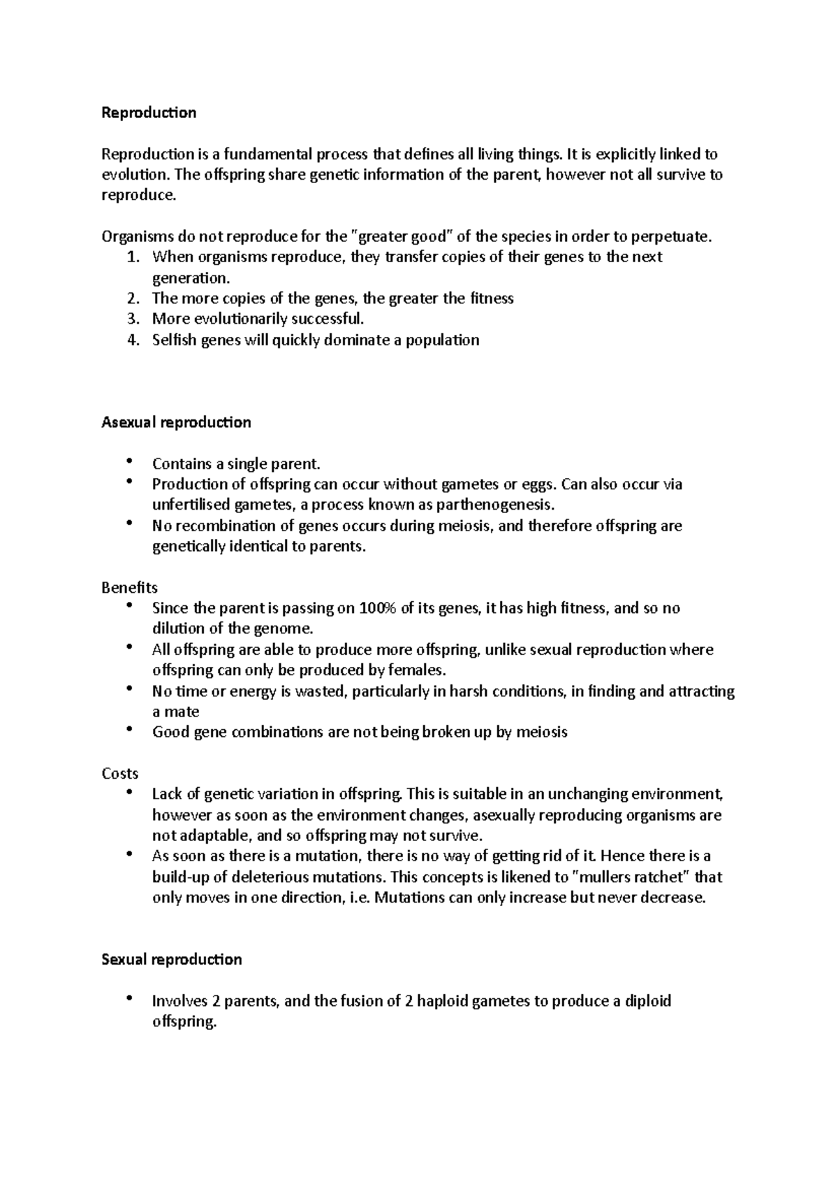 Reproduction - Detailed study notes for final exam (Distinction ...