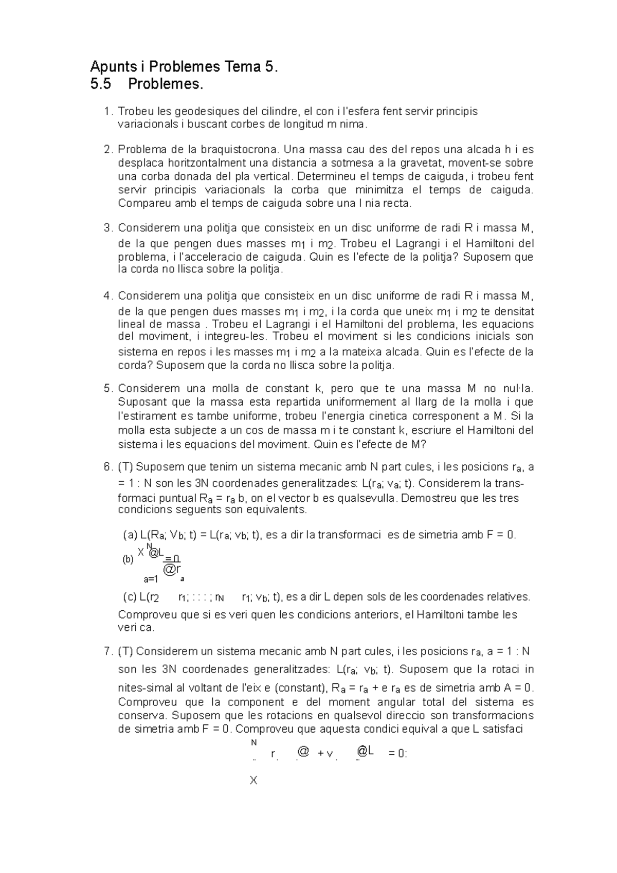 Apunts Algebra Lineal cat Tema 5 i Tema A Mec docx - Apunts i Problemes Tema 5. 5 Problemes ...
