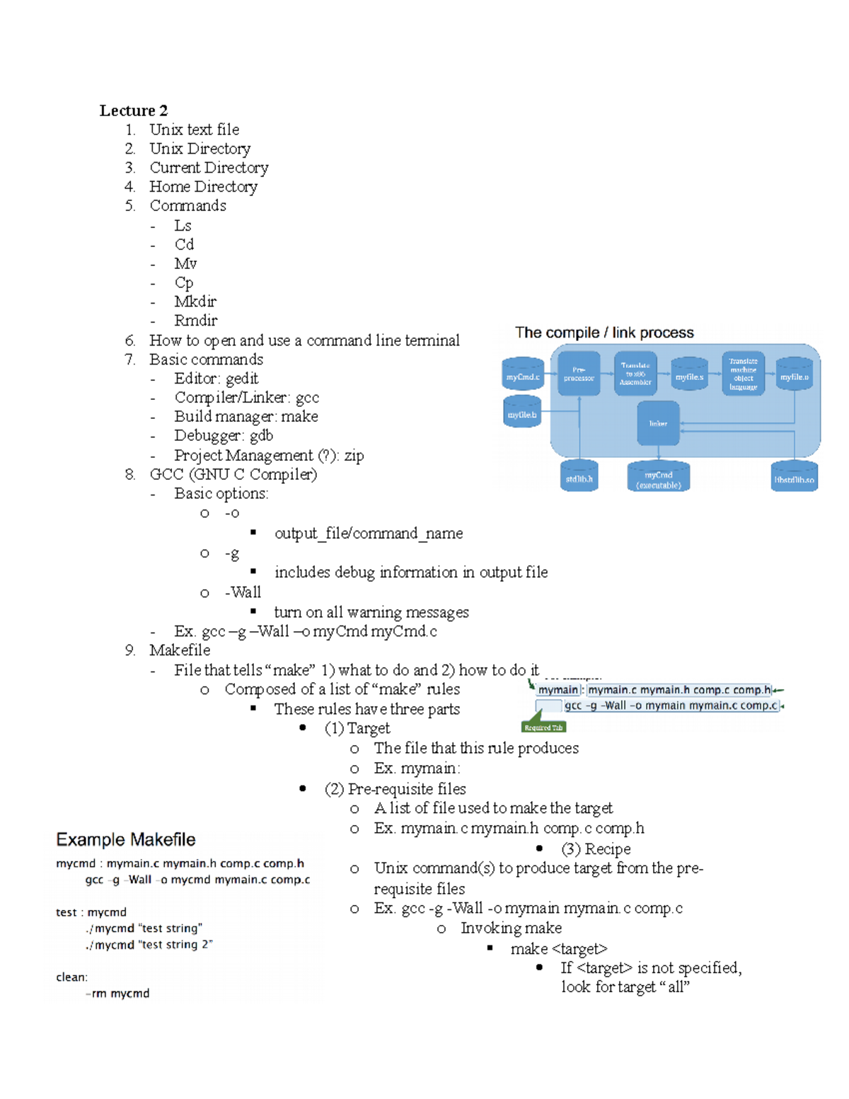Cs220 Lecture Notes Lecture 2 1 Unix Text File 2 Unix Directory 3