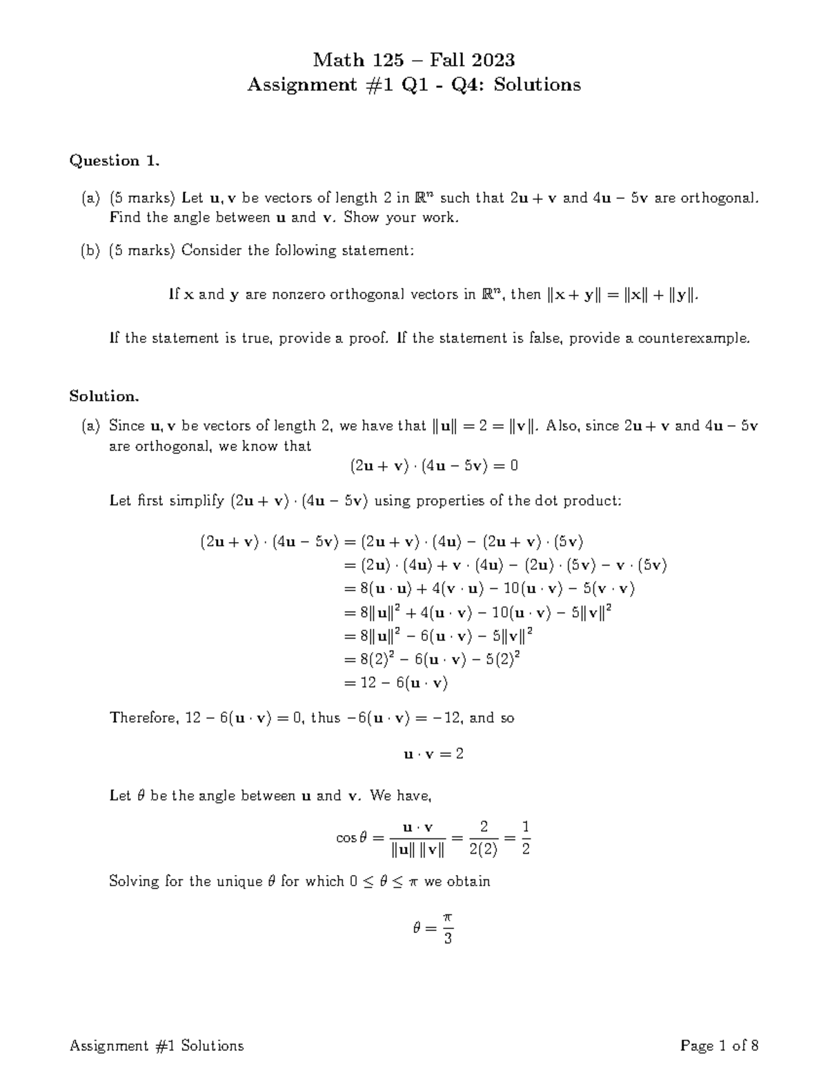 Math 125 Fall 2023 Assignment Solutions - Studocu