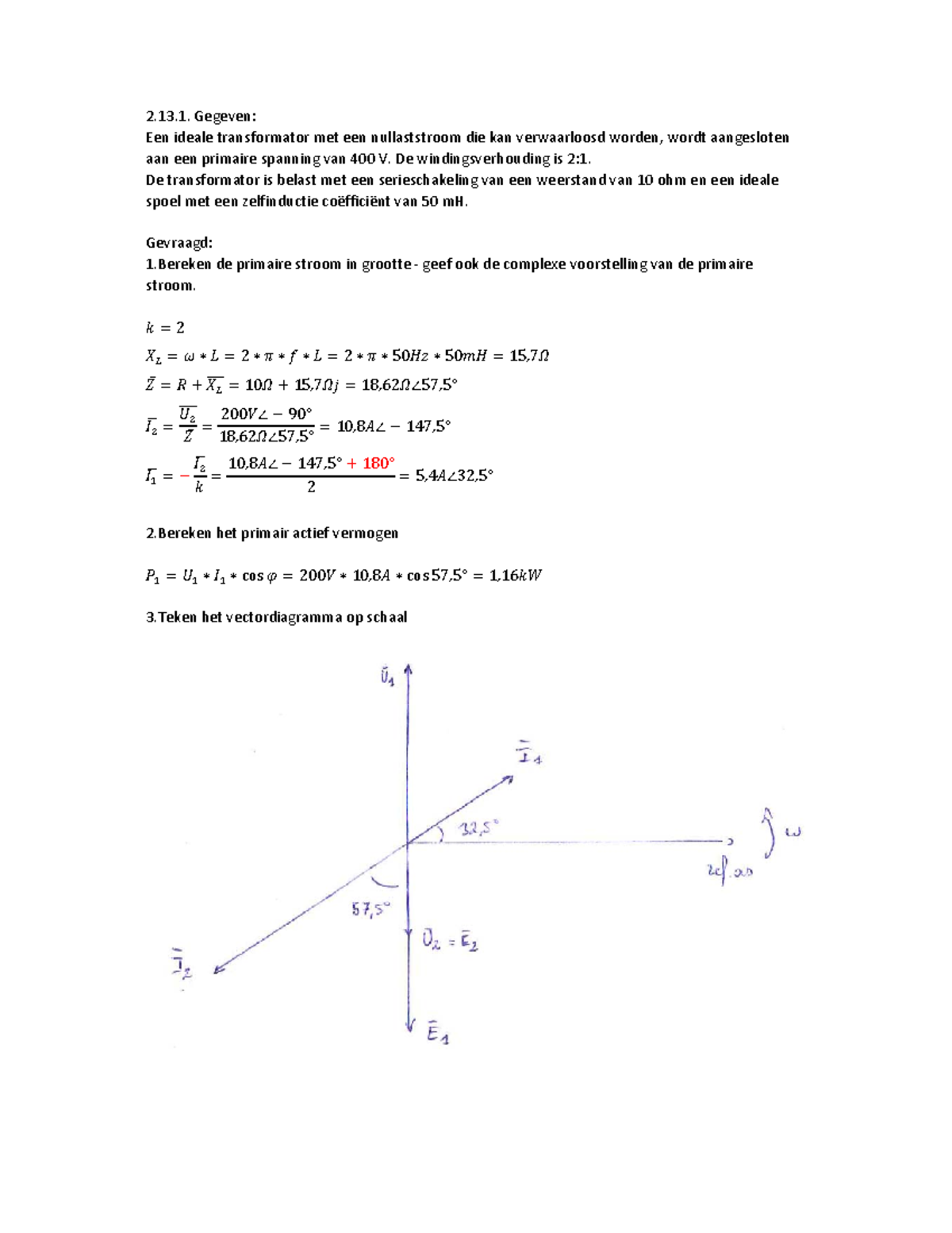 HFST2 - Transfo - Oefeningen - Een ideale transformator met een ...