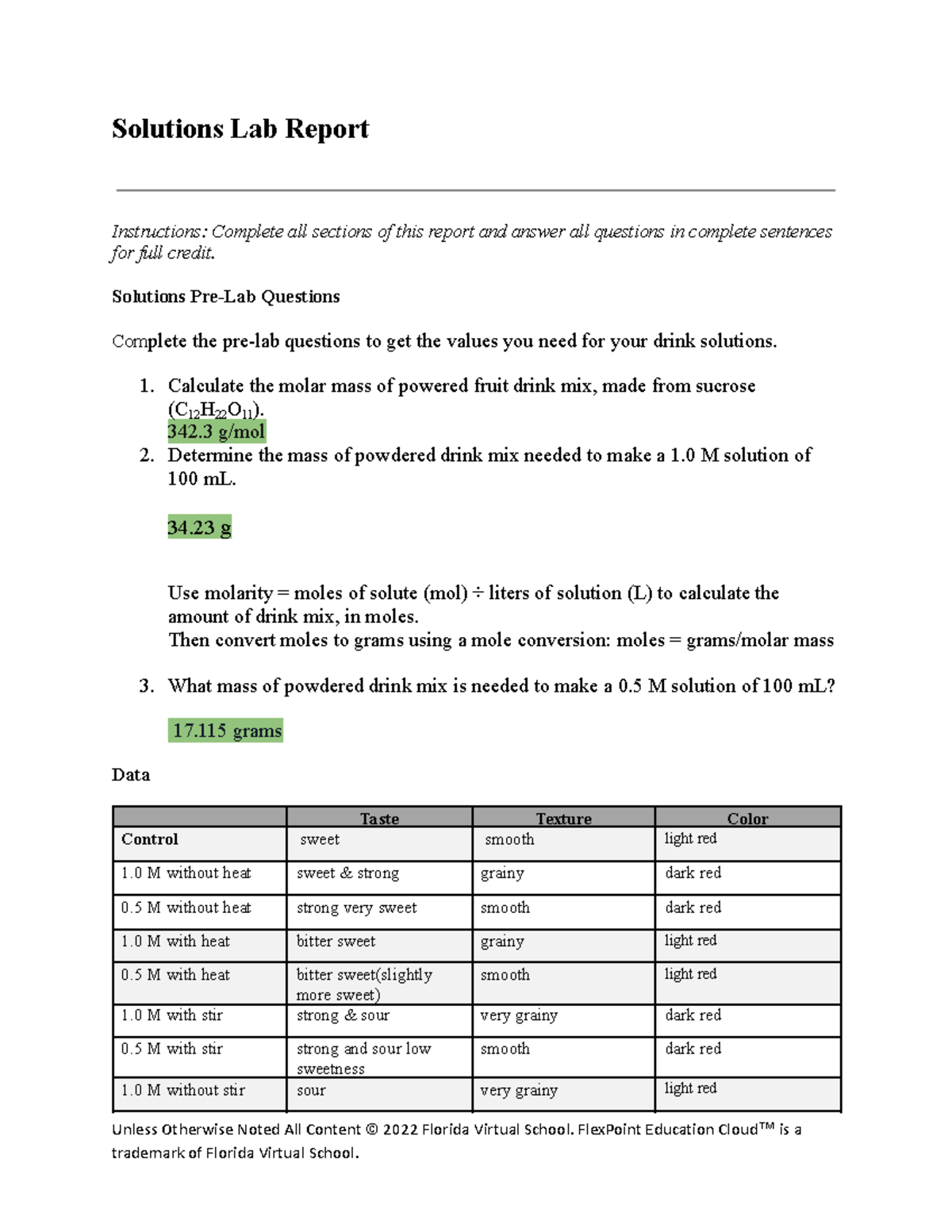 08. 03 chemistry - Solutions Lab Report Instructions: Complete all ...