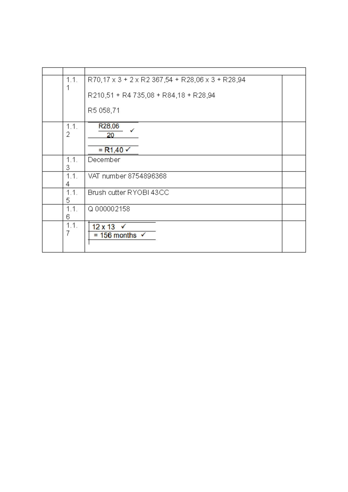 Math lit memo ct - memo - 1. 1 R70,17 x 3 + 2 x R2 367,54 + R28,06 x 3 ...