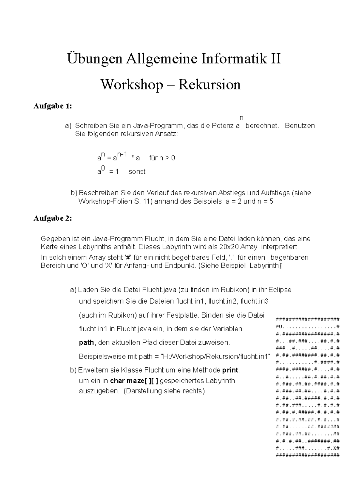Aufgaben Rekursion - Workshop Allgemeine Informatik - Übungen ...