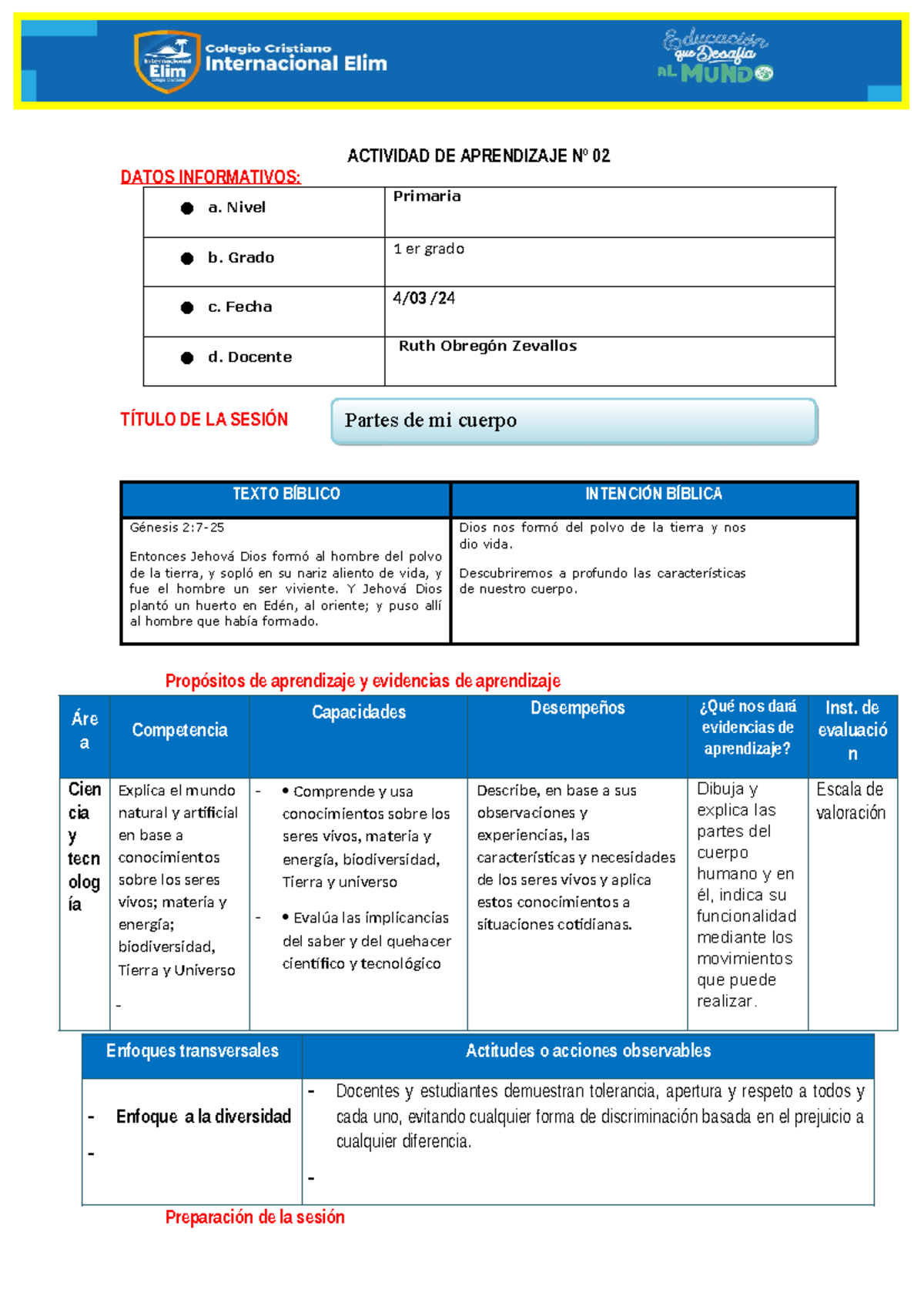 Actividad DE Aprendizaje partes de mi cuerpo - ACTIVIDAD DE APRENDIZAJE ...