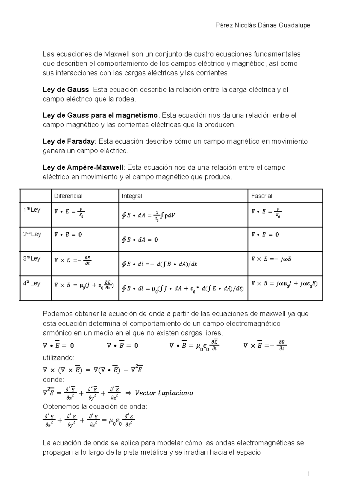 Ecuaciones de maxwell - Ley de Gauss: Esta ecuación describe la ...