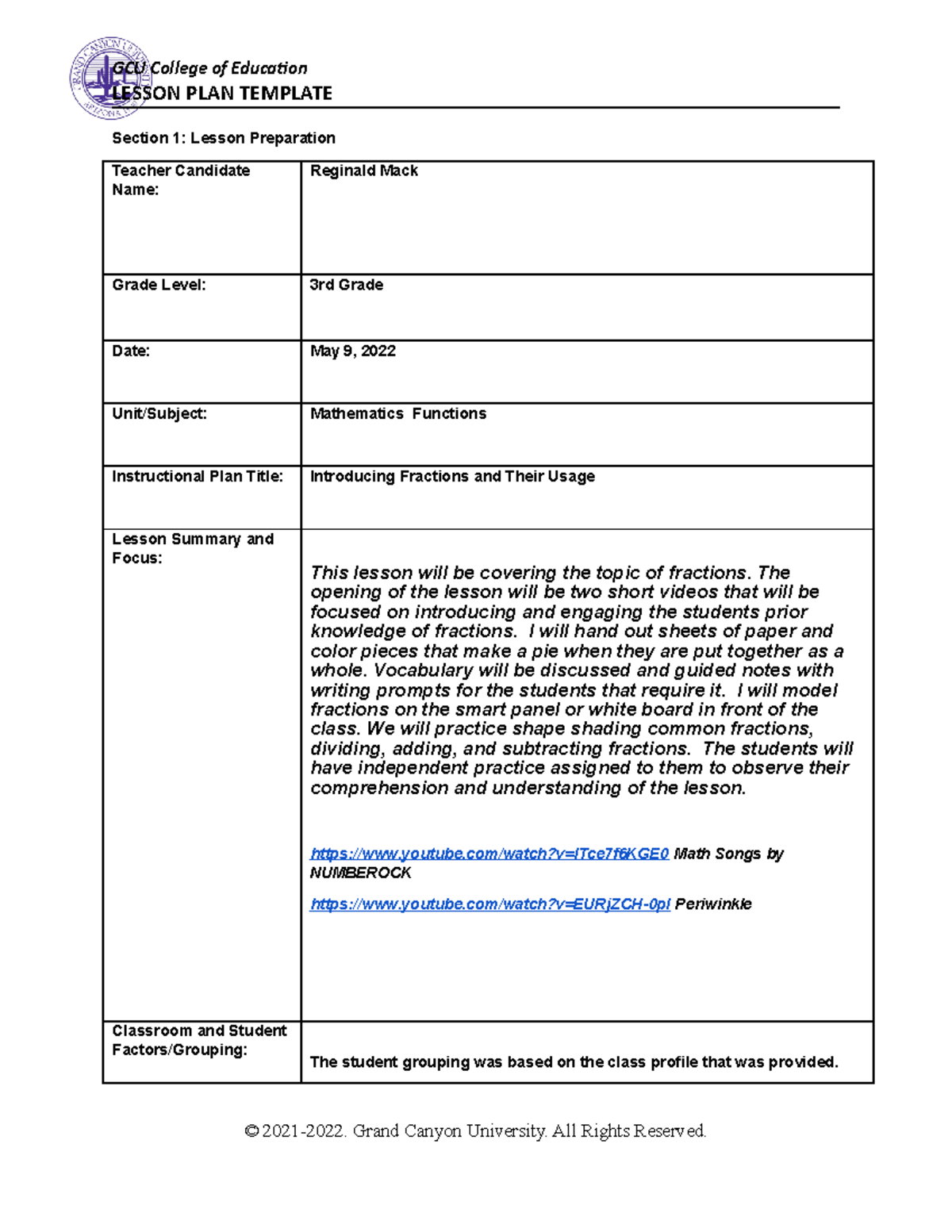 Math Lesson Plan for SPD-570 - LESSON PLAN TEMPLATE Section 1: Lesson ...