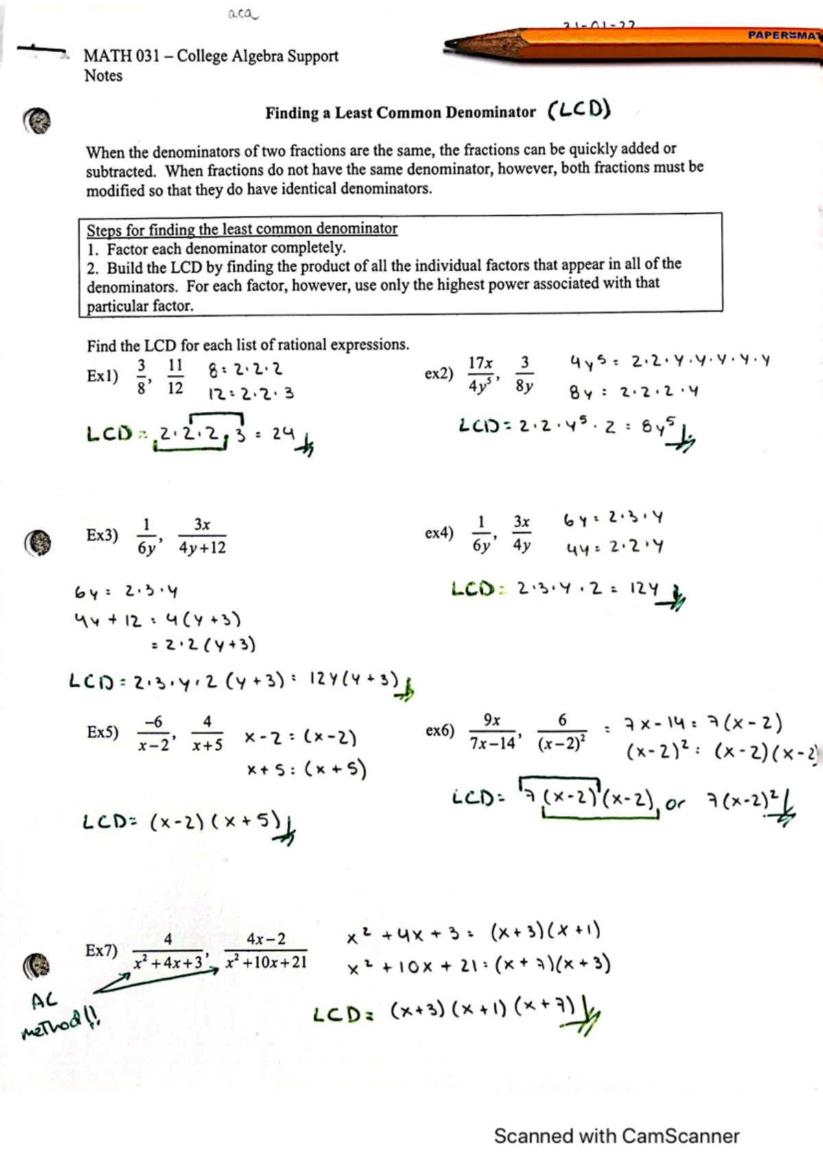 Math 031 Support Common Denomination - MATH 031 - Studocu