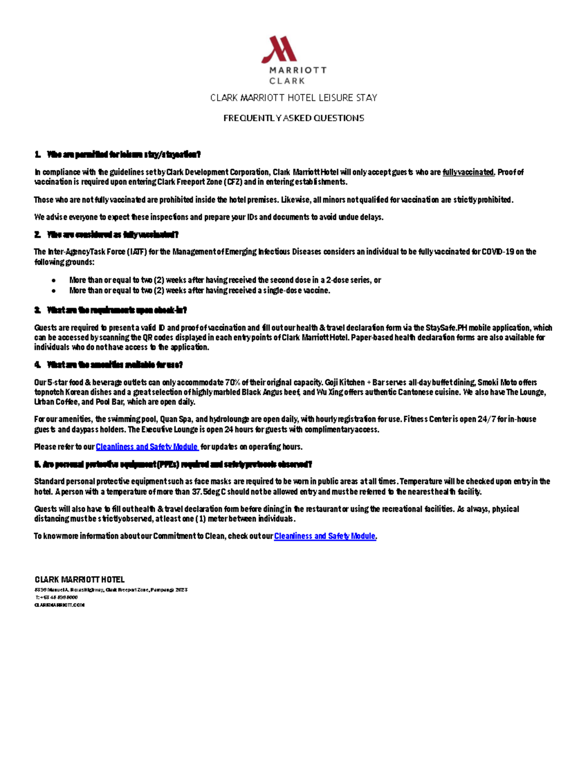 Clark Marriott Hotel Leisure STAY - CLARK MARRIOTT HOTEL LEISURE STAY ...