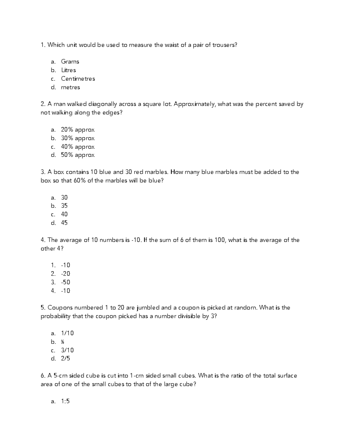 OC-Paper 1 - OC Practice test - Which unit would be used to measure the ...