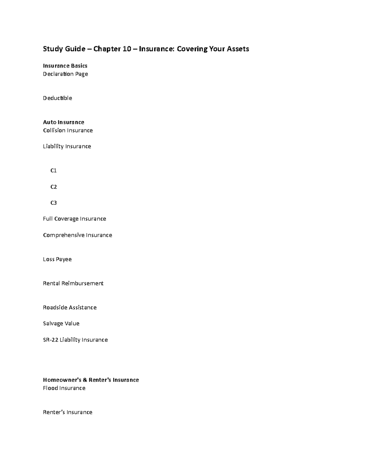 Study Guide Chapter 10 - FIN 1115 - ISU - Studocu