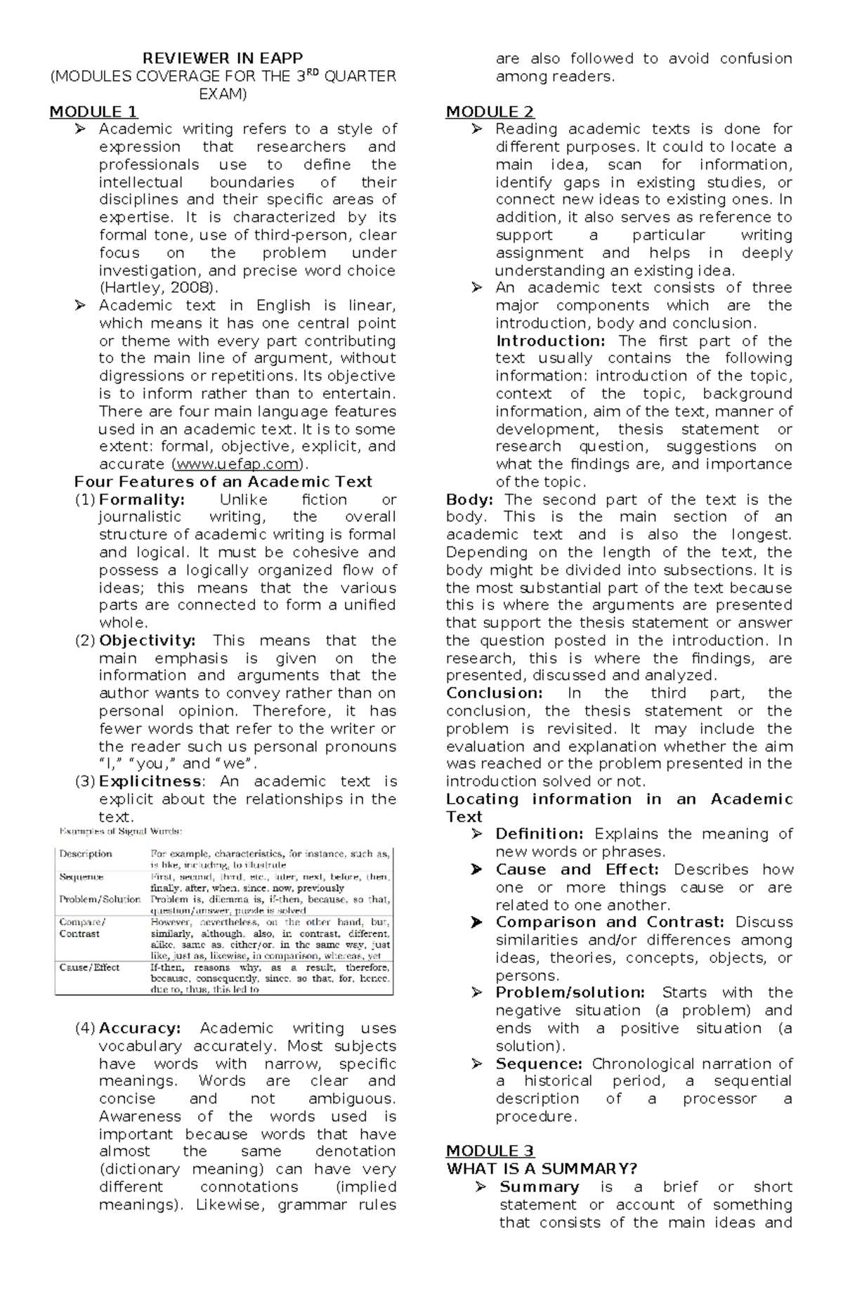 Reviewer IN EAPP Module 1 7 - REVIEWER IN EAPP (MODULES COVERAGE FOR ...