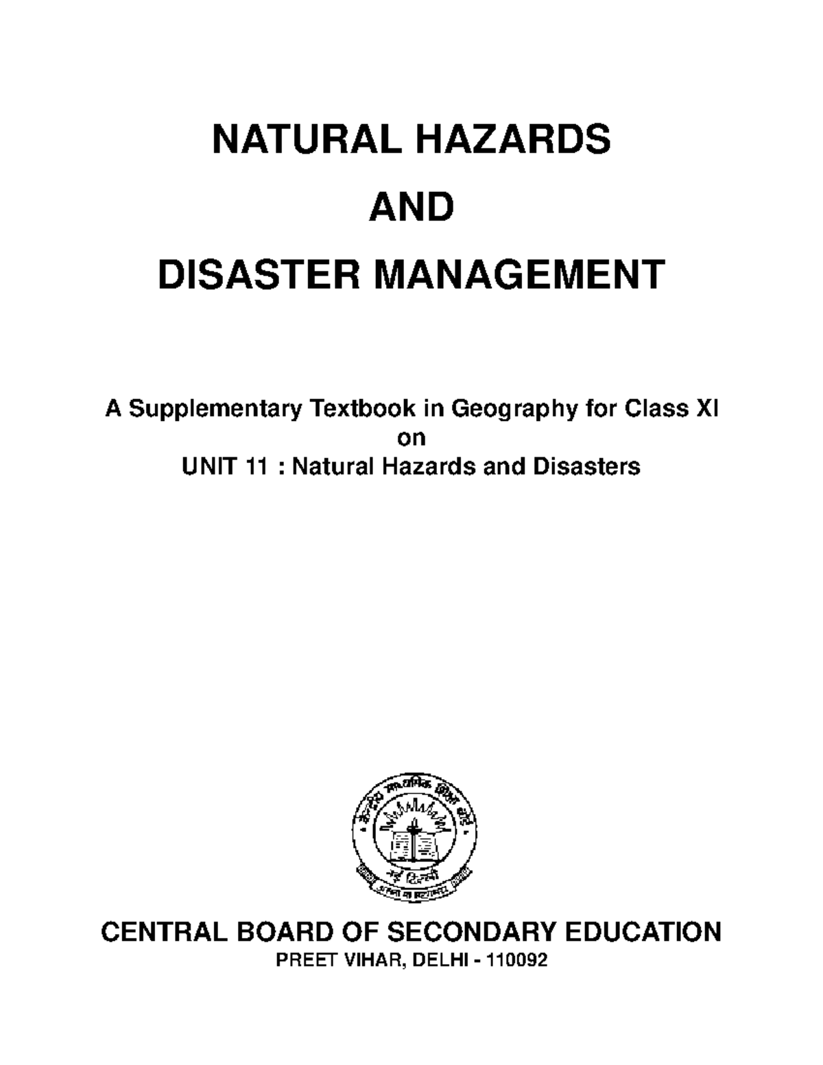 Natural hazards & disaster management - NATURAL HAZARDS AND DISASTER ...