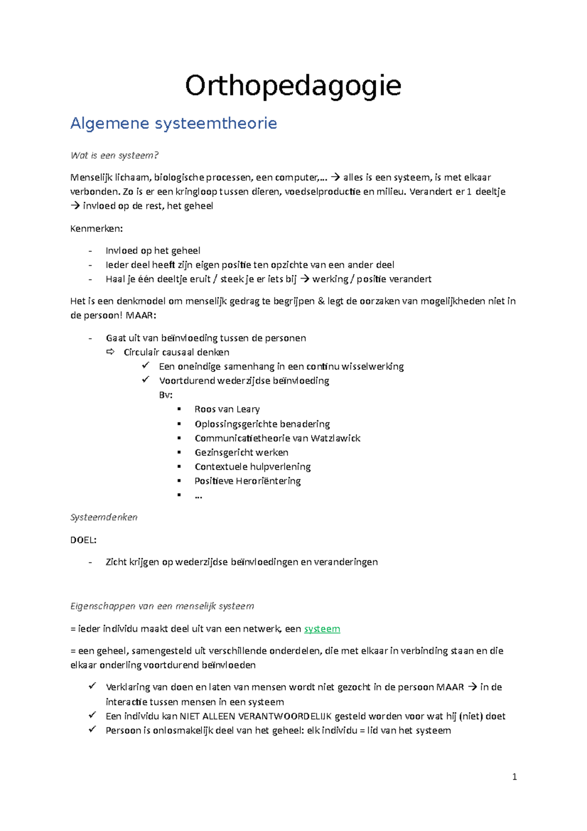 7 Algemen systeemtheorie - Orthopedagogie Algemene systeemtheorie Wat ...