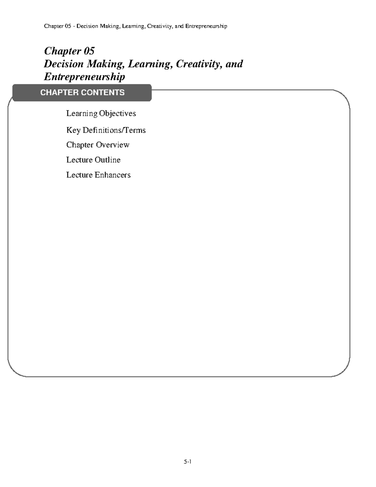 Ch.5 Lecture Notes, Key Words & LOs - Decision Making, Creativity ...