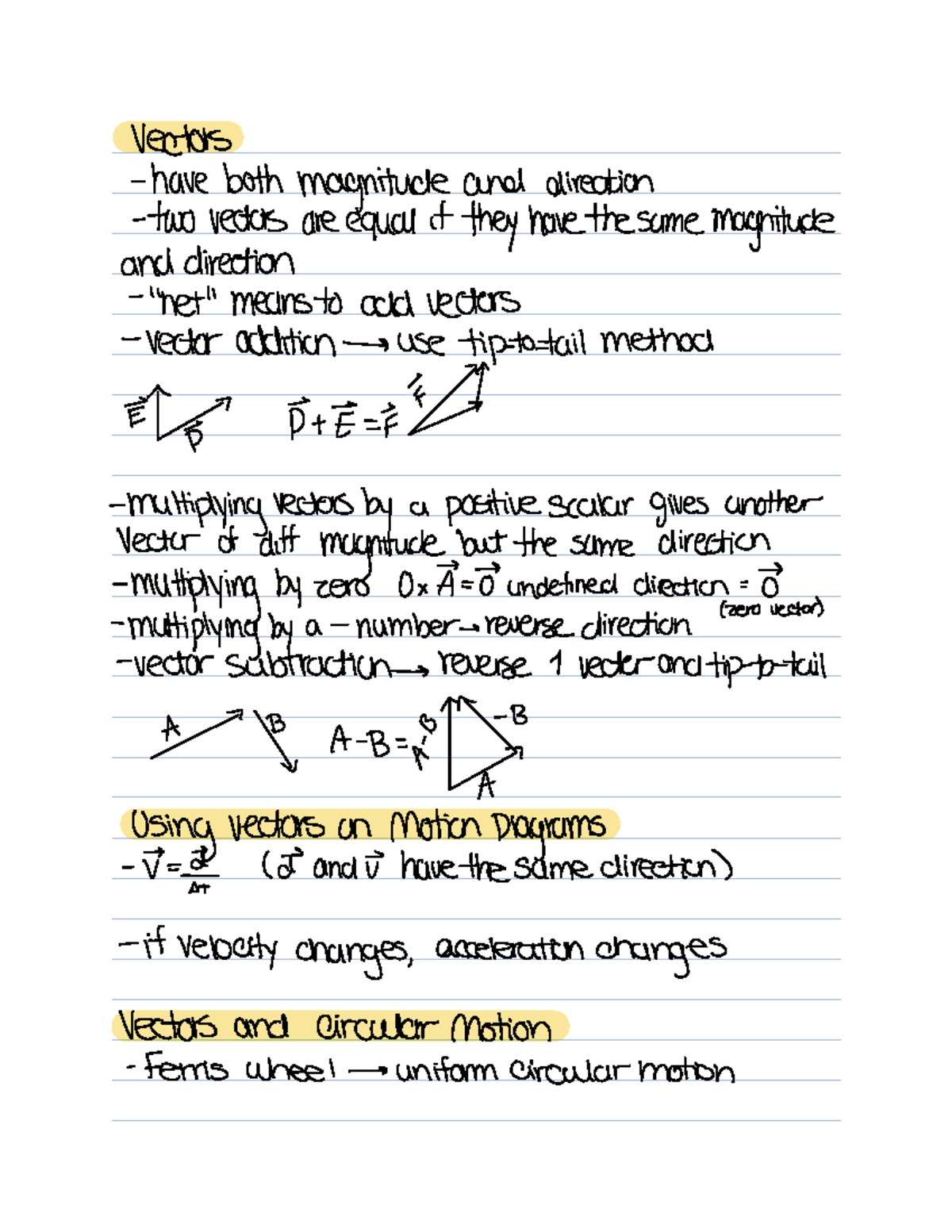 Physics chapter 3 vectors and motion in two dimensions - Vectors have ...