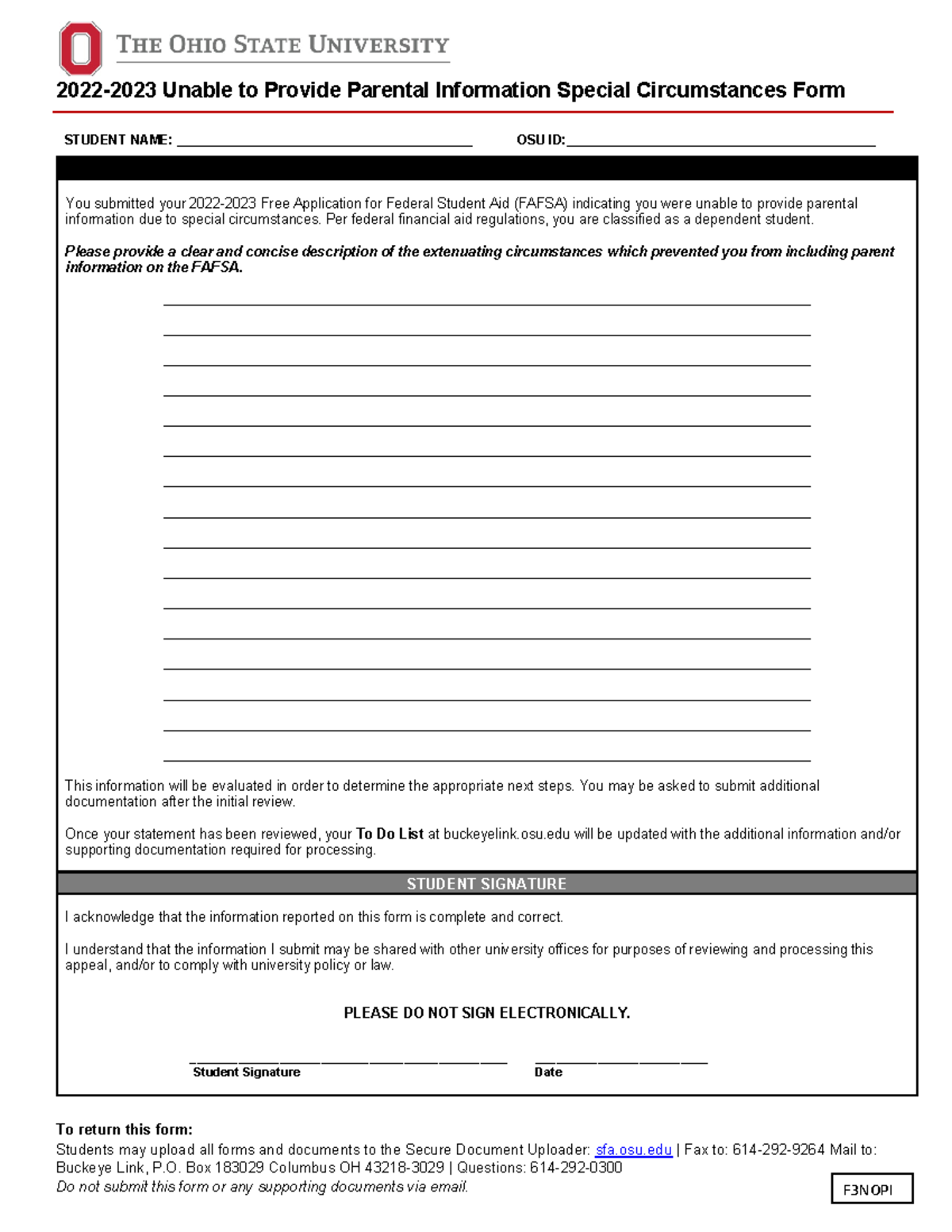 OSU 2023 Unable to Provide Parental Information Special Circumstances ...
