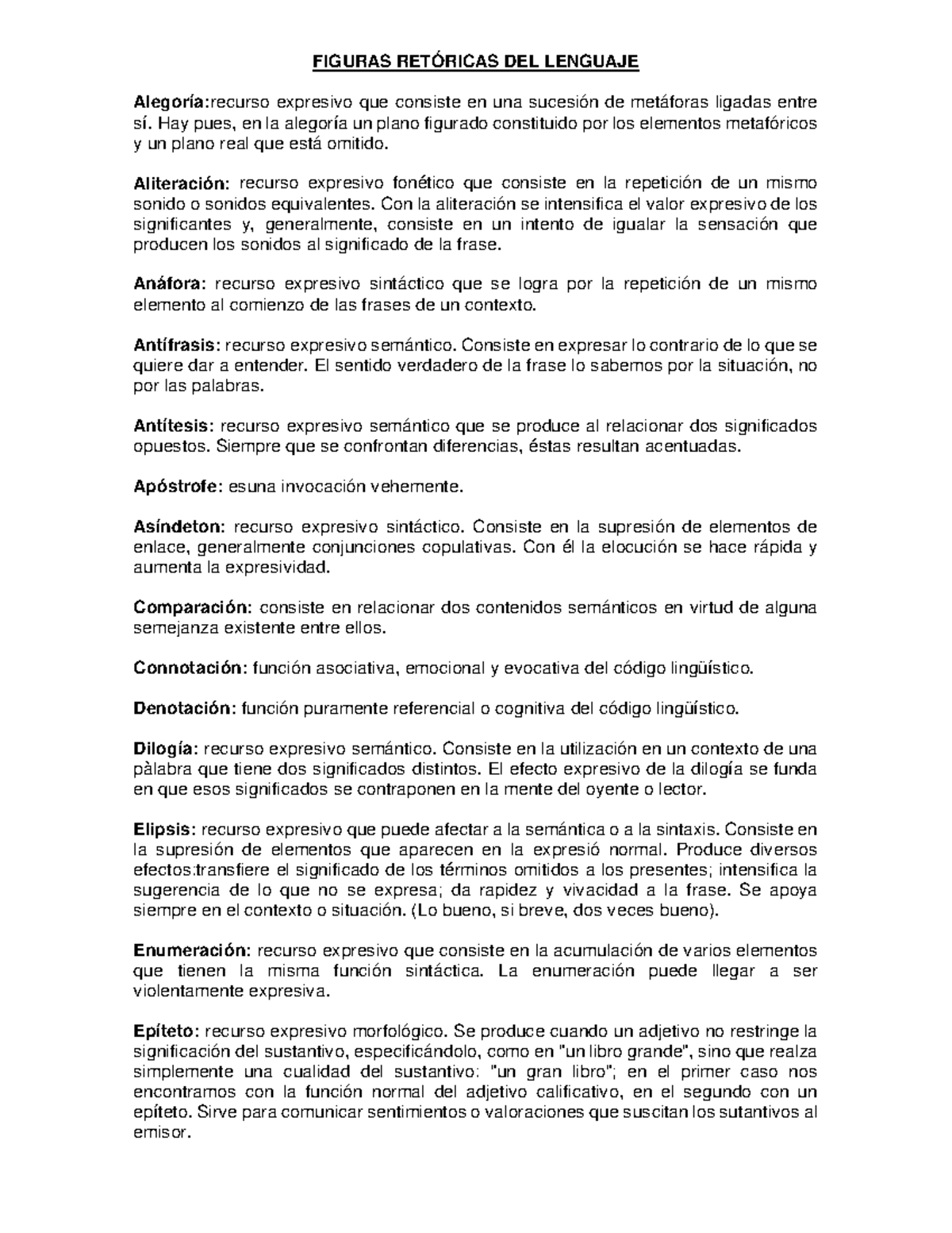 Apuntes Comunicación Oral y Escrita en Lengua Española I, Figuras ...